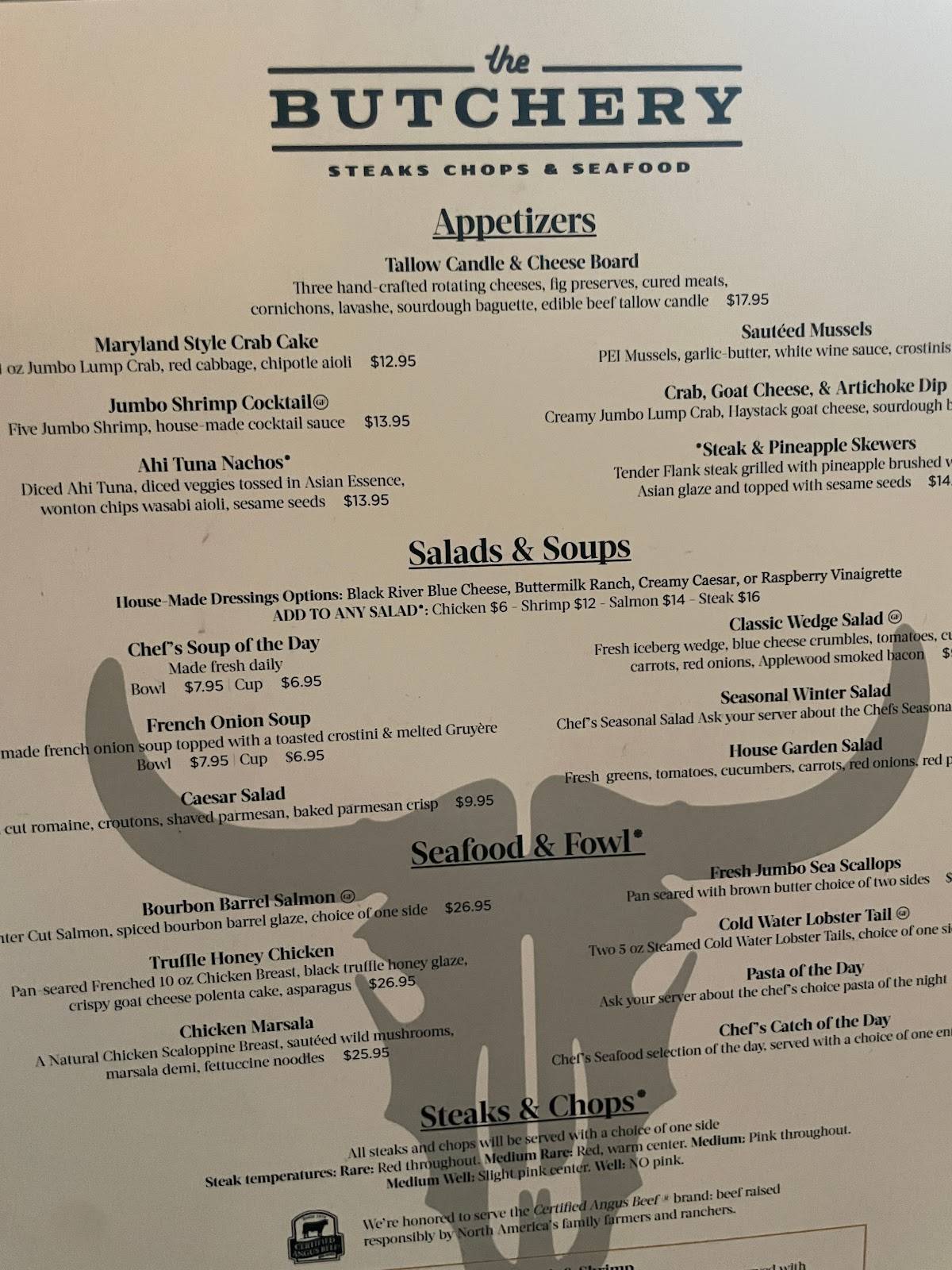 Menu at The Butchery- Steaks, Chops & Seafood steakhouse, Arvada