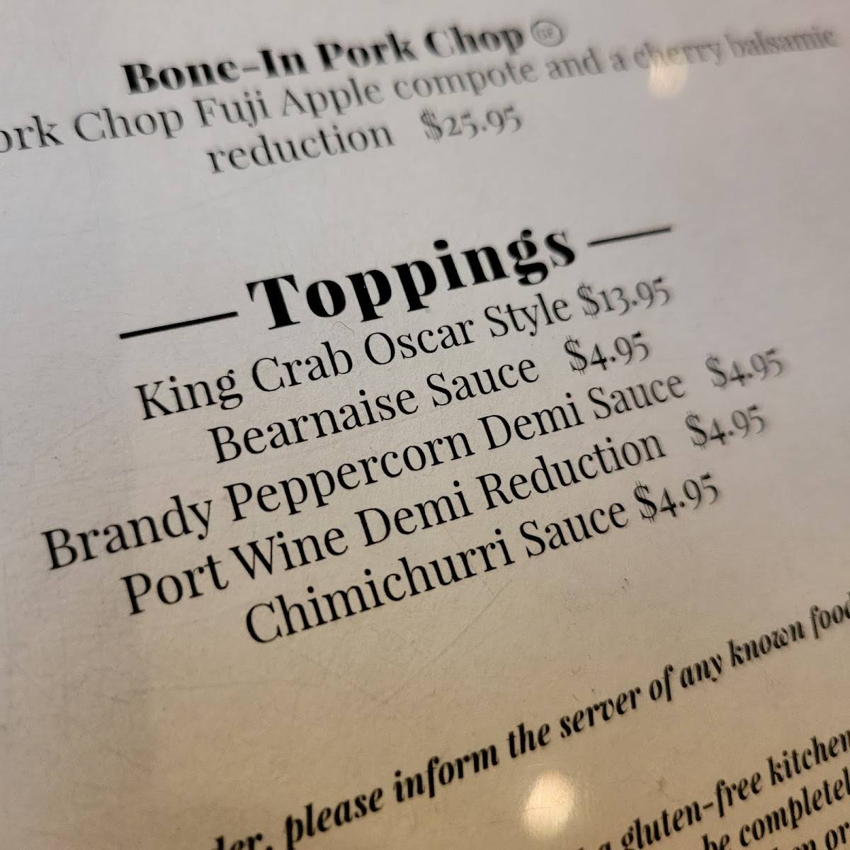 Menu at The Butchery- Steaks, Chops & Seafood steakhouse, Arvada