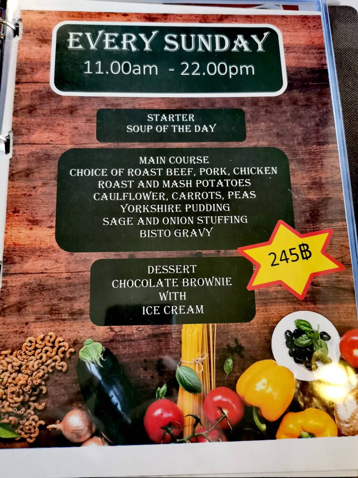 Menu at The Caddy Shack restaurant, Pattaya City