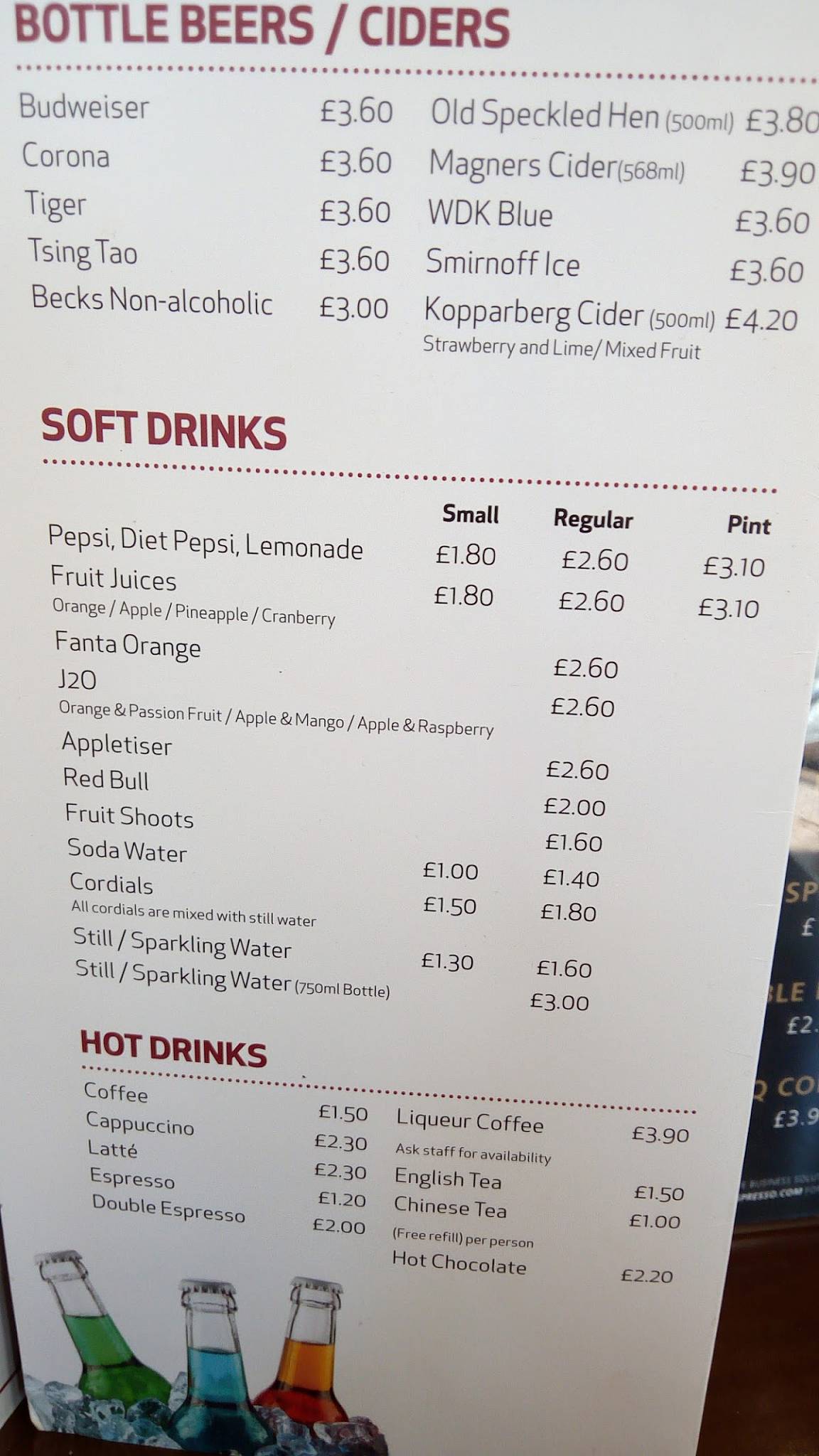 Menu at The Chinese Buffet restaurant, Bury