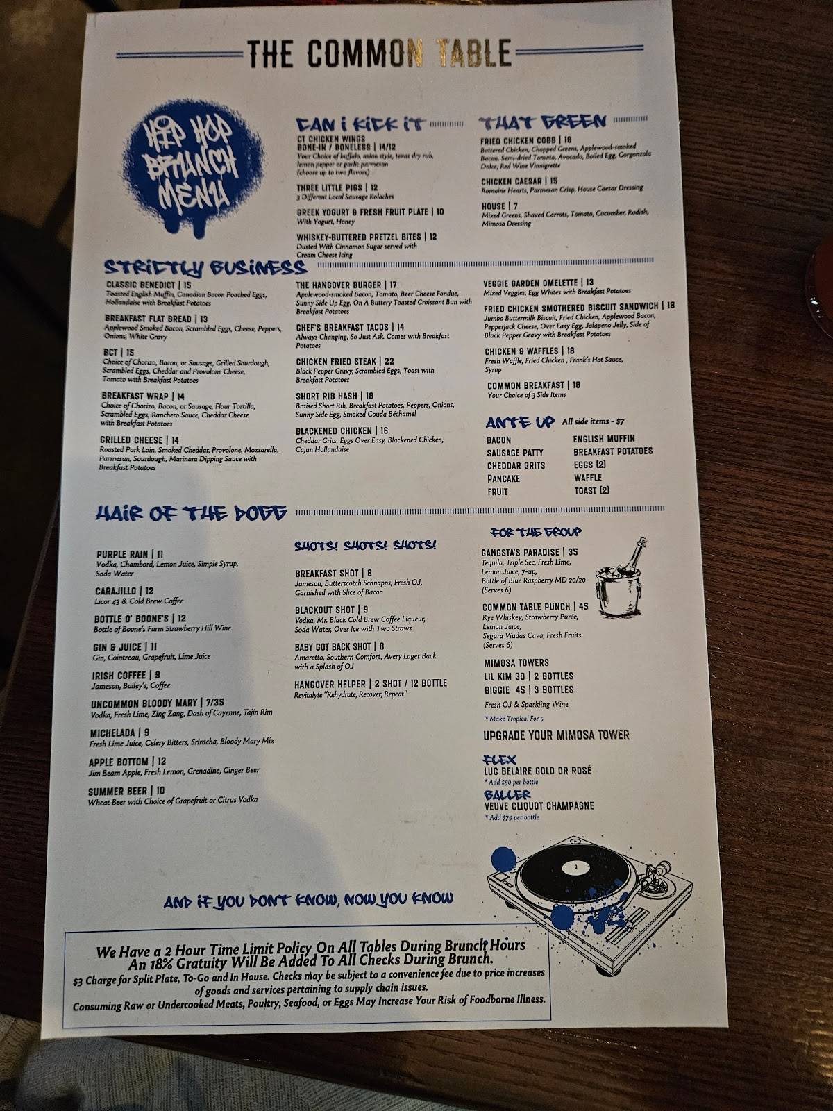 Menu at The Common Table pub & bar, Frisco, Winning Dr #1005