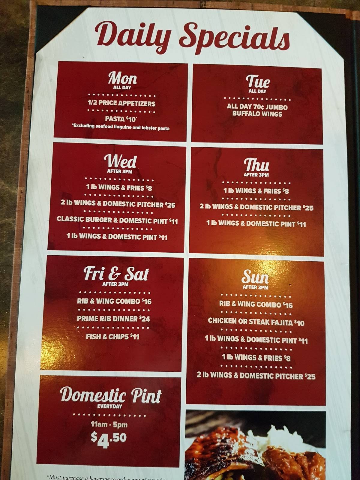 Menu at The Courtyard pub & bar, Courtice
