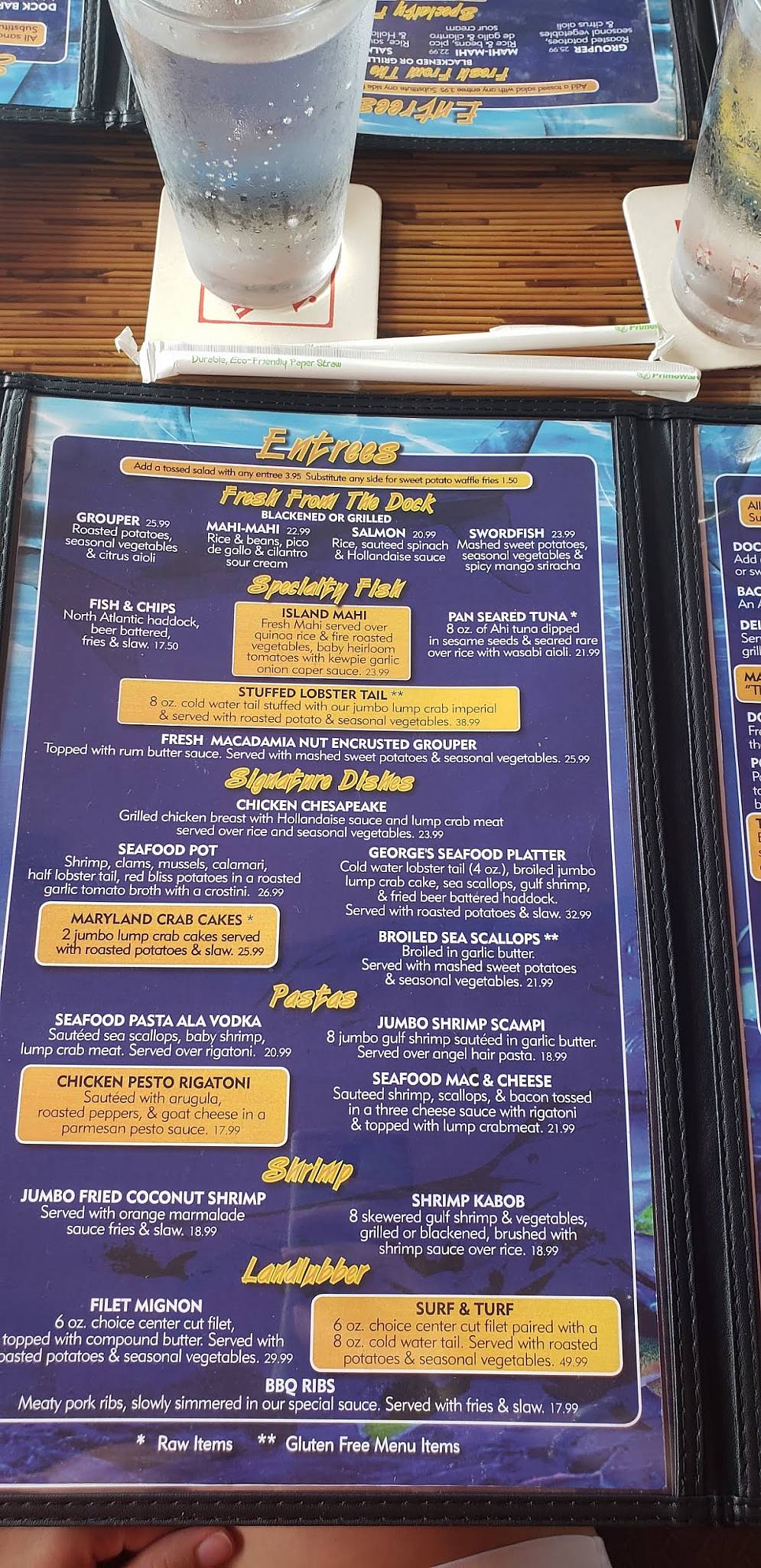 Menu at The Cove Waterfront Restaurant and Tiki Bar, Deerfield Beach