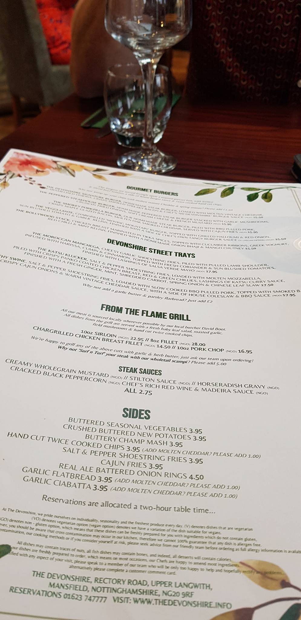Menu at The Devonshire pub & bar, Nether Langwith, Rectory Rd