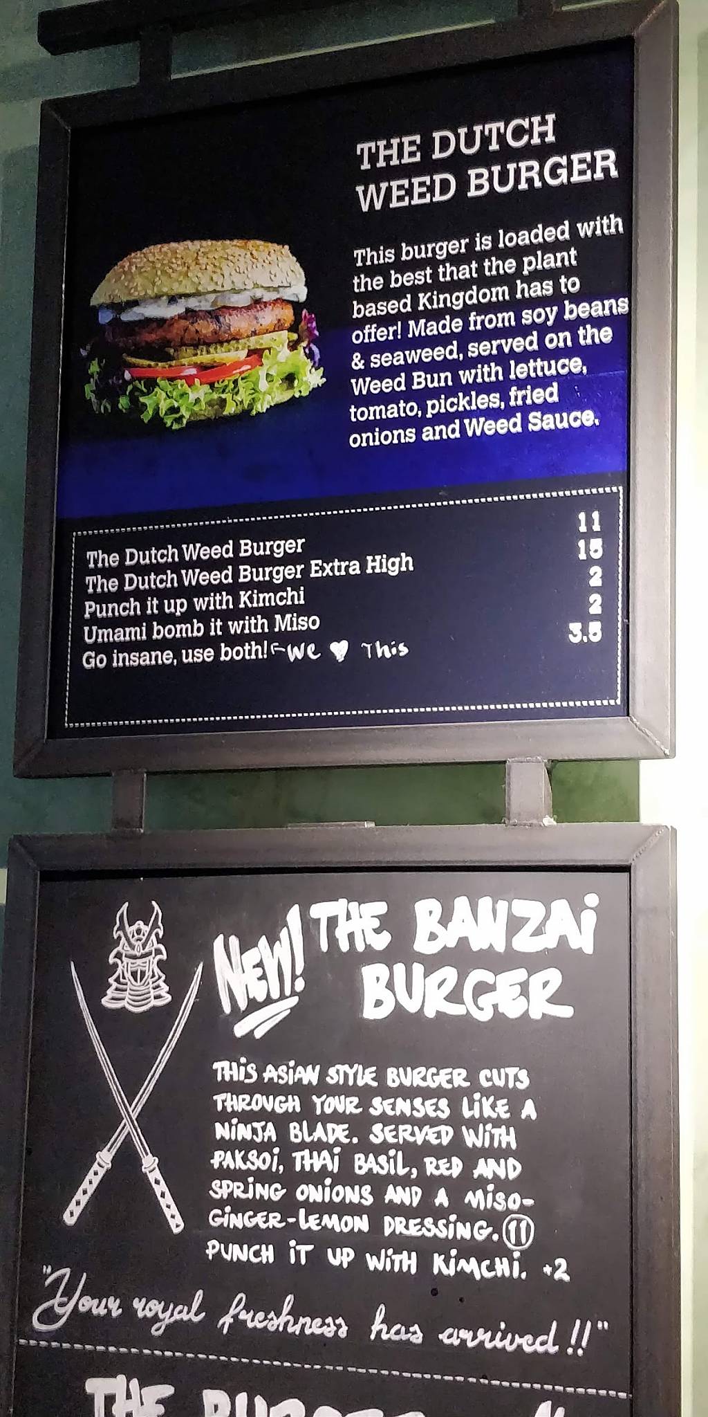 Speisekarte von The Dutch Weed Burger Joint, Amsterdam