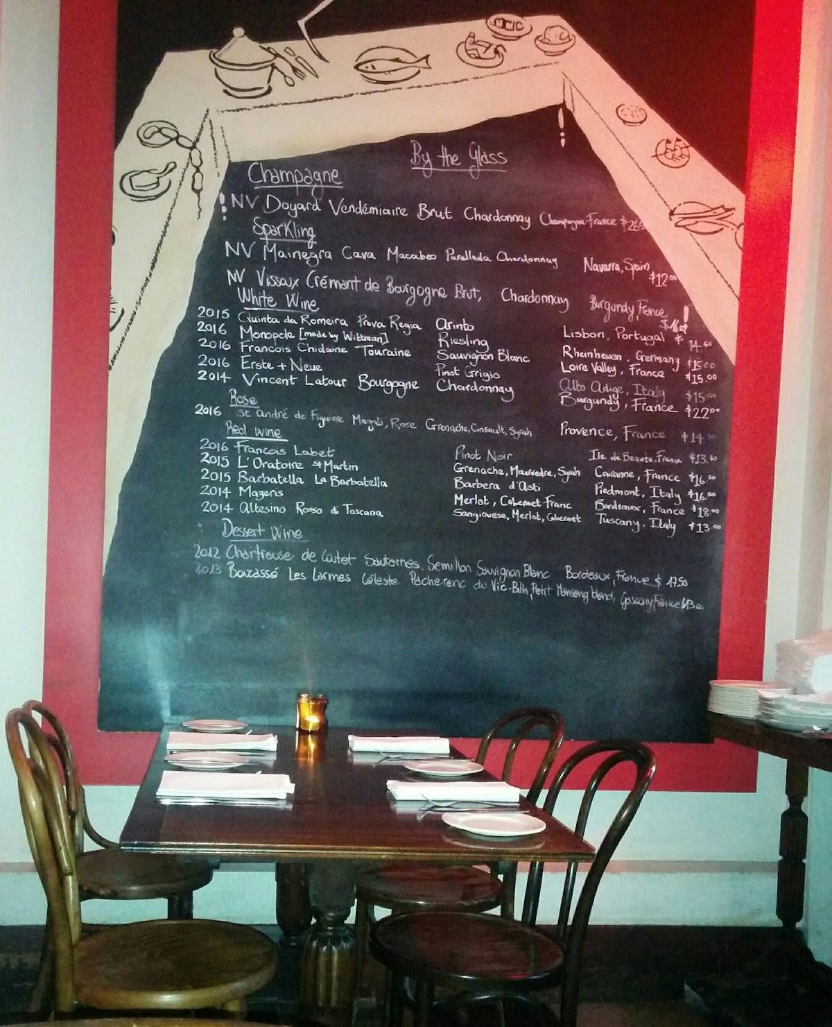 Menu at The European restaurant, Melbourne