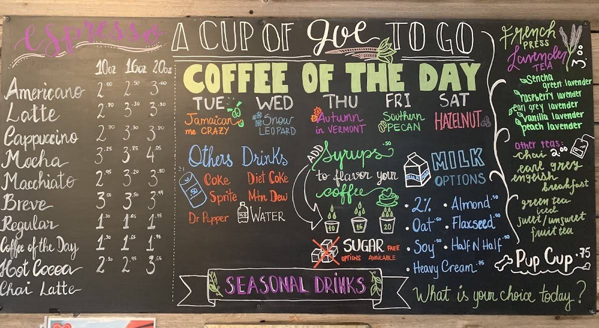Menu at The Farmhouse Coffee and Gift Shop, Paducah