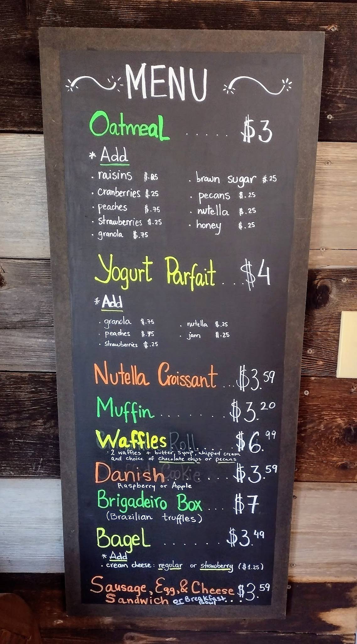 Menu at The Farmhouse Coffee and Gift Shop, Paducah