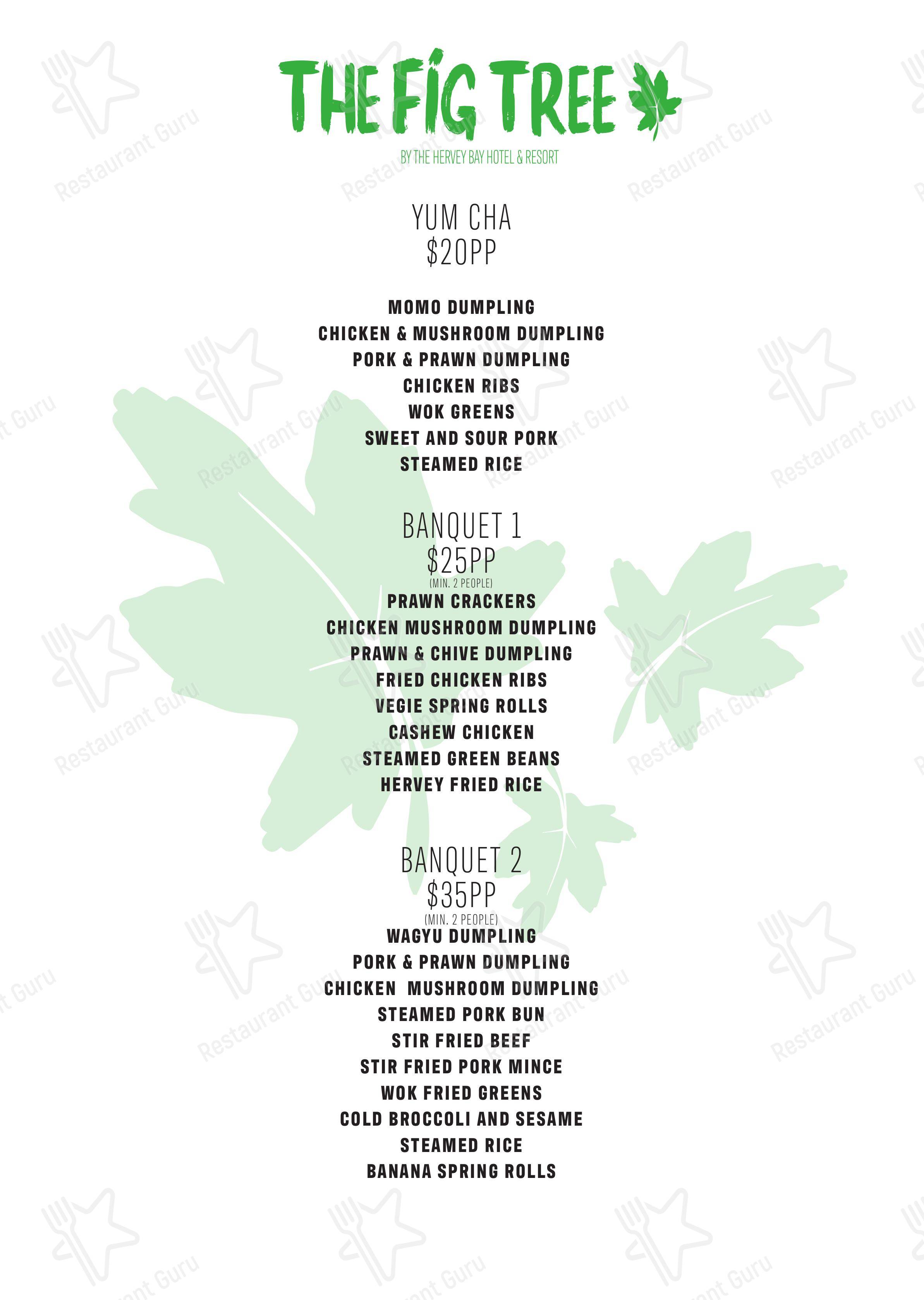 Menu at The Fig Tree restaurant, Pialba