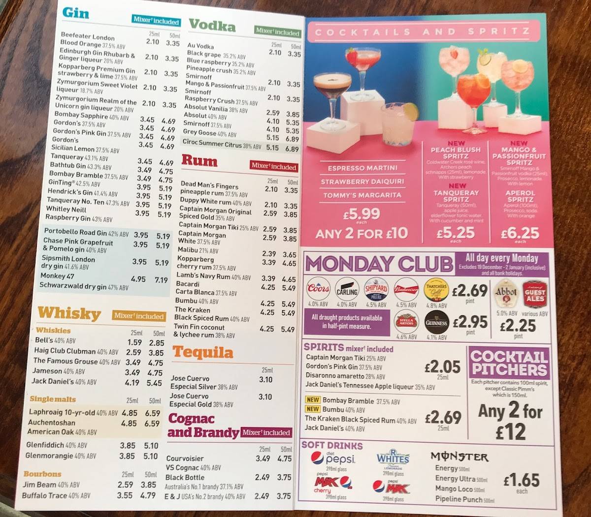 Menu at The Flying Boat pub & bar, Dartford