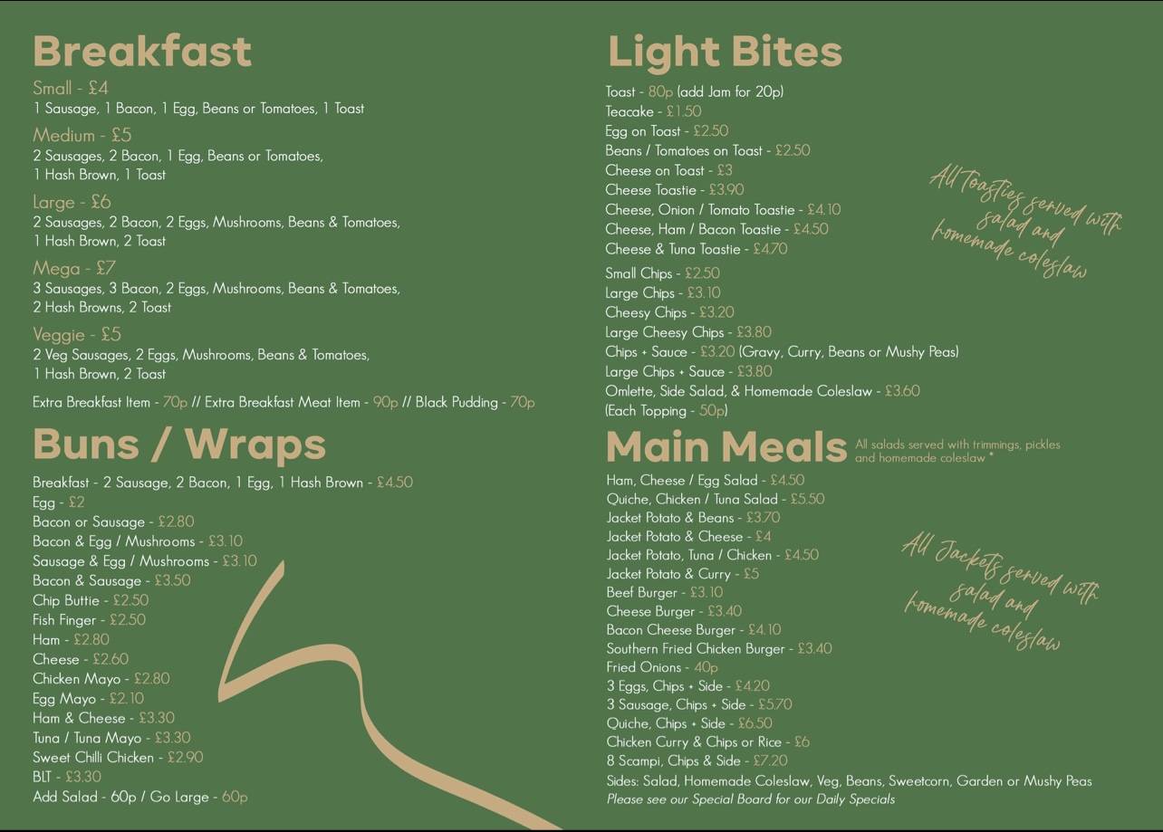 Menu at The Gallery Cafe, Immingham