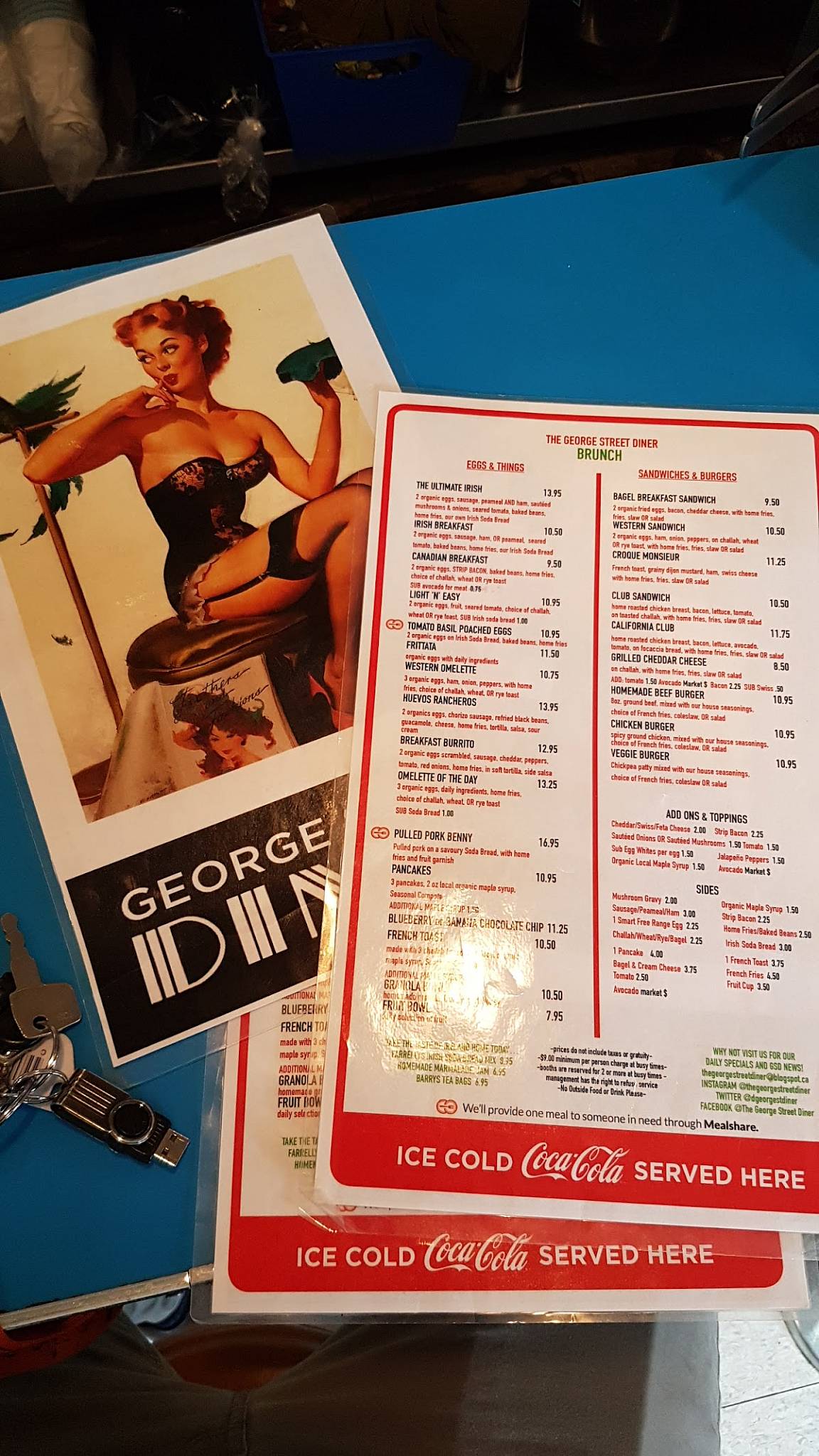 Menu at The George Street Diner restaurant, Toronto
