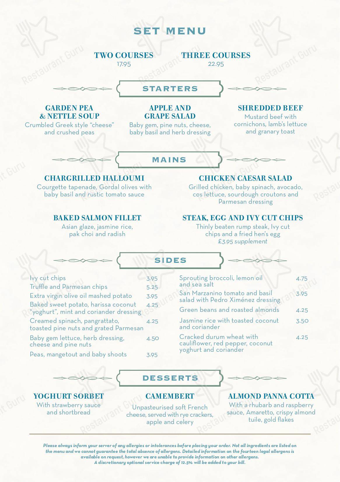 Menu at The Ivy Cafe Wimbledon Village, London