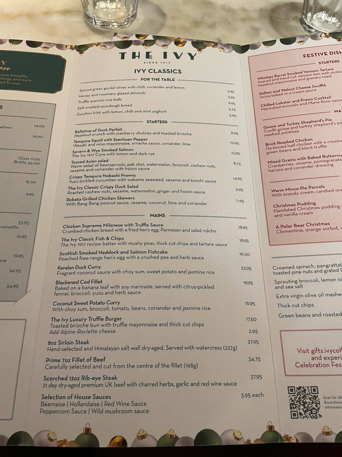 Menu at The Ivy Cafe Wimbledon Village, London