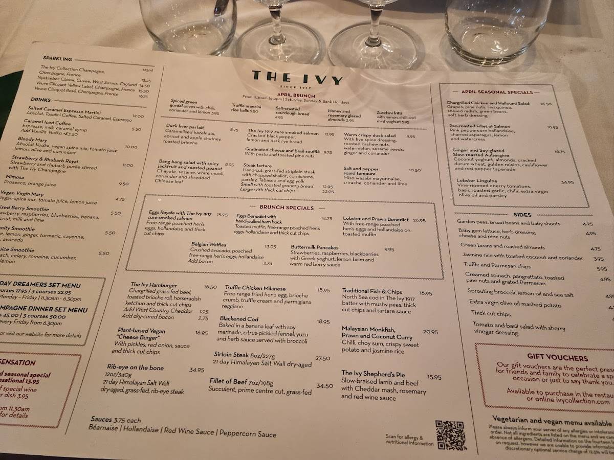 Menu at The Ivy Norwich Brasserie restaurant, Norwich
