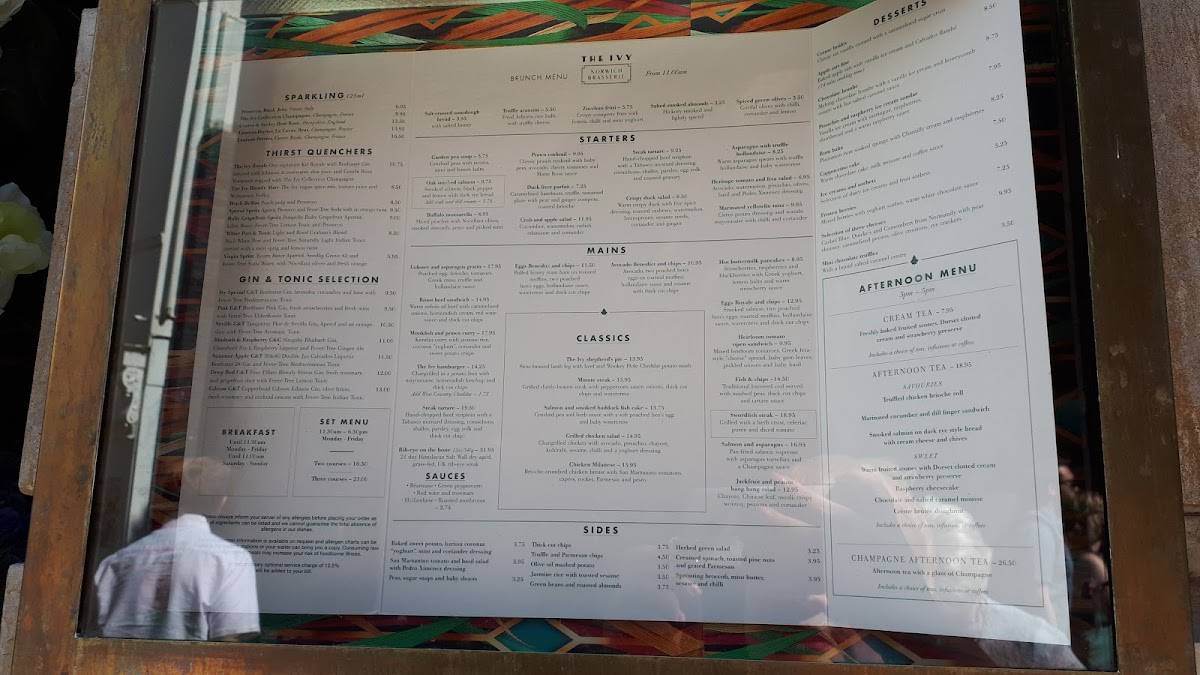 Menu at The Ivy Norwich Brasserie restaurant, Norwich
