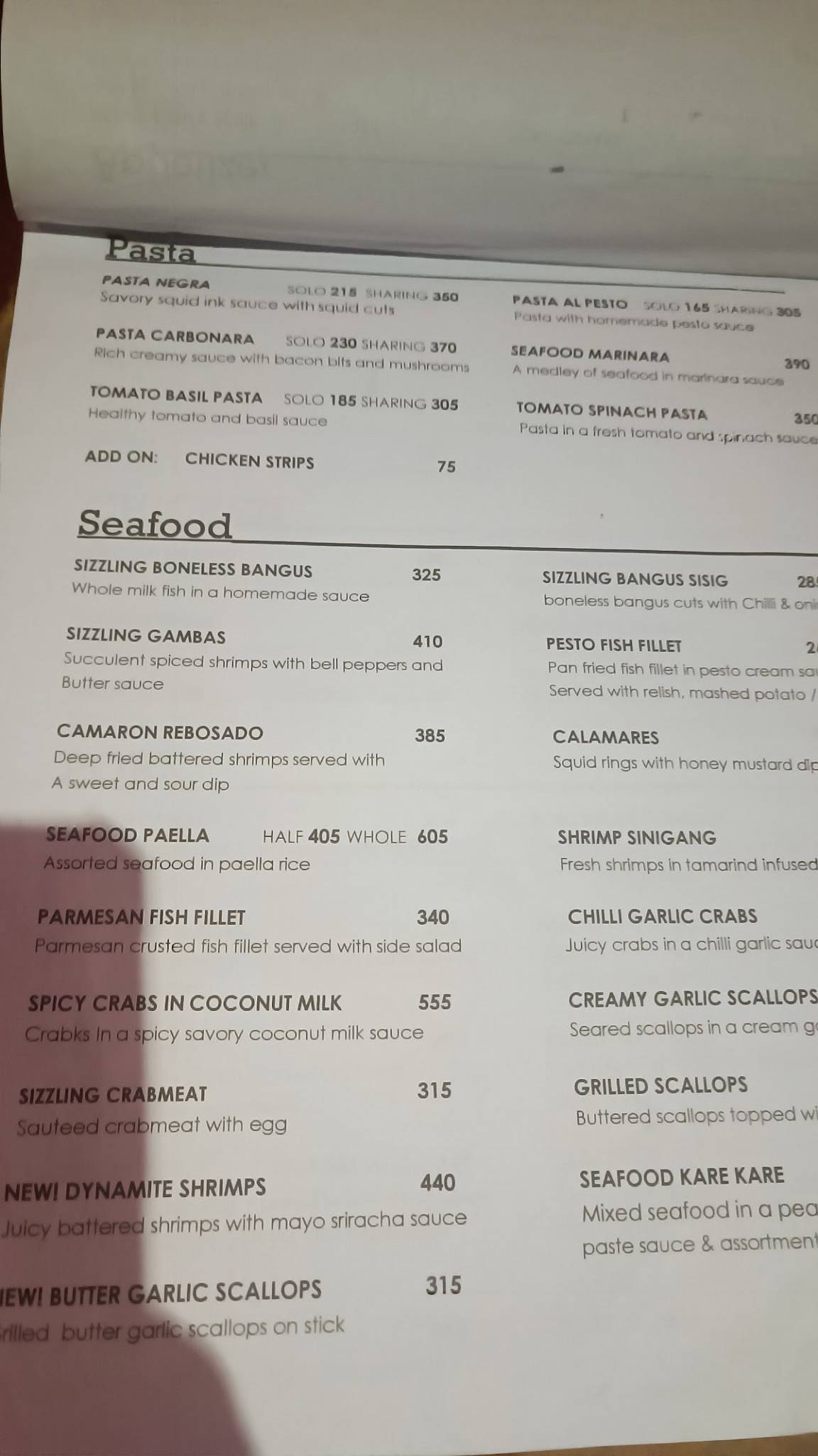 Carta de The Mango Tree Restaurant, Iloílo, Brgy