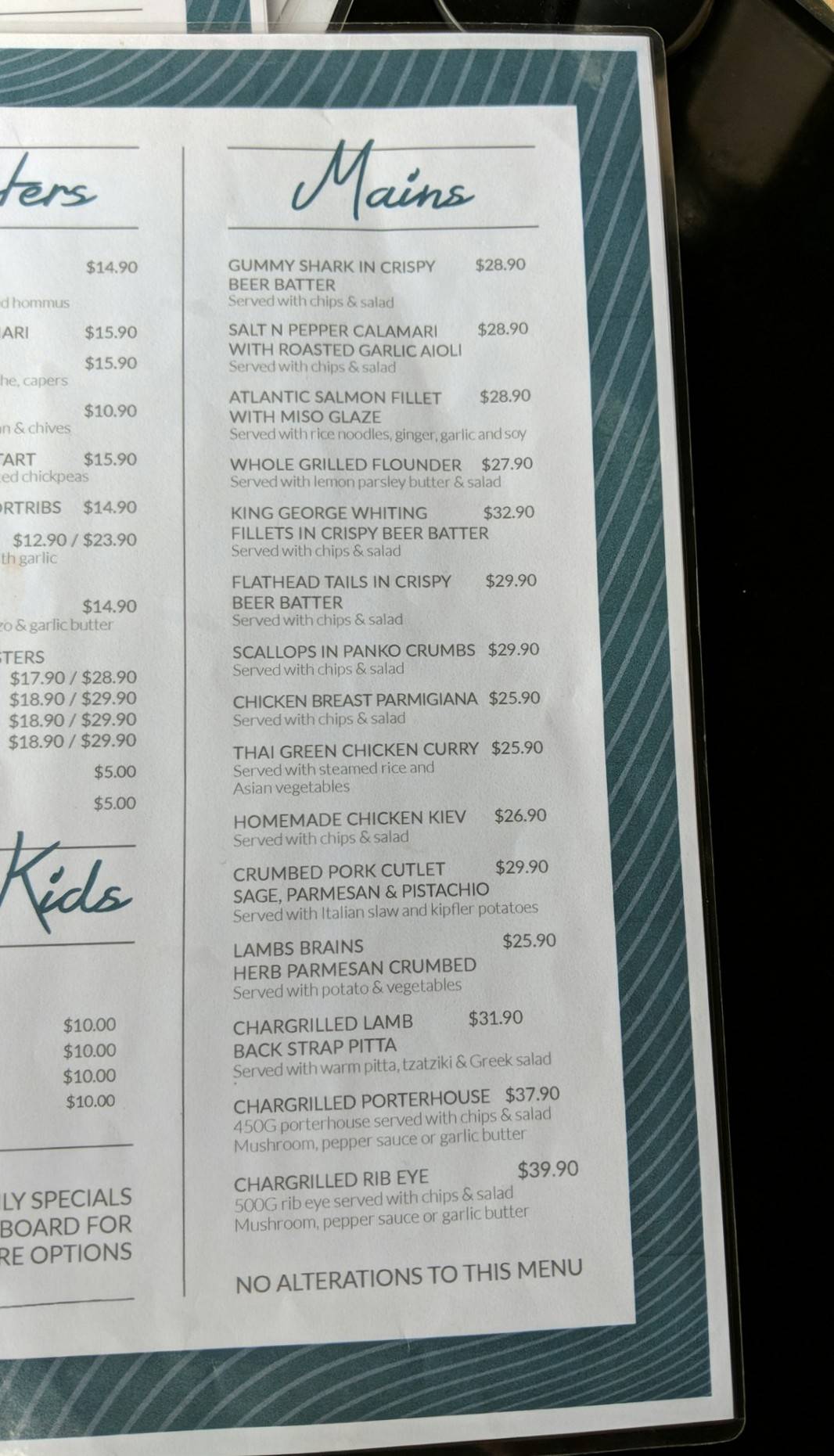Menu at The Metung Hotel pizzeria, Metung, Kurnai Ave