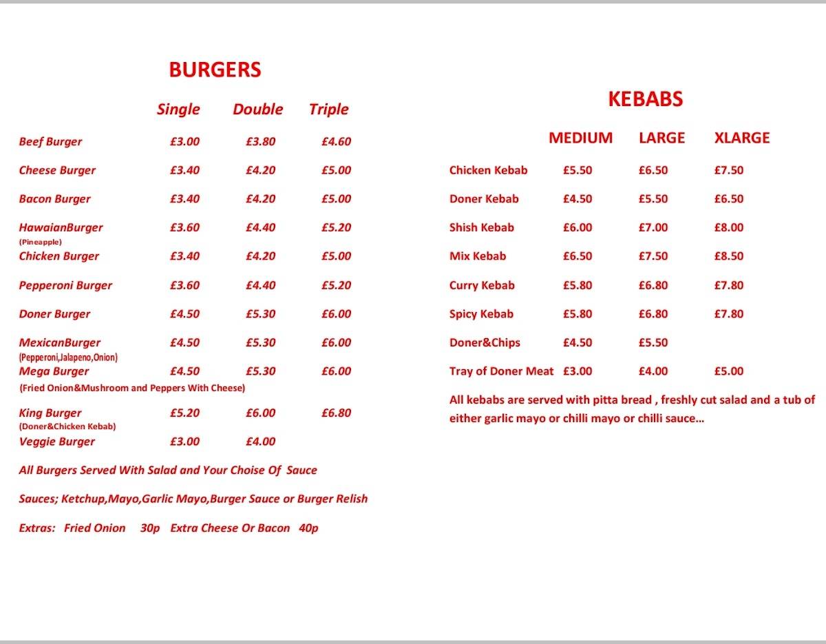 Menu at The Moffat Chippy fast food, Moffat