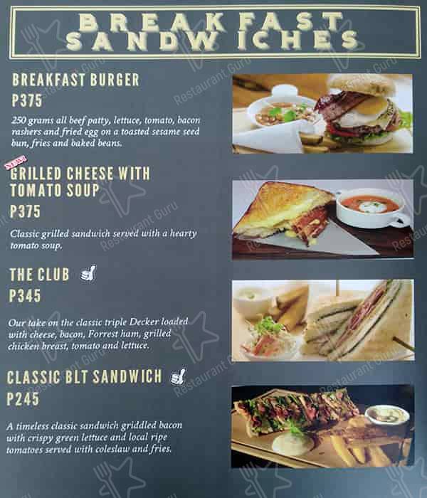 Menu at The Morning After restaurant, Muntinlupa