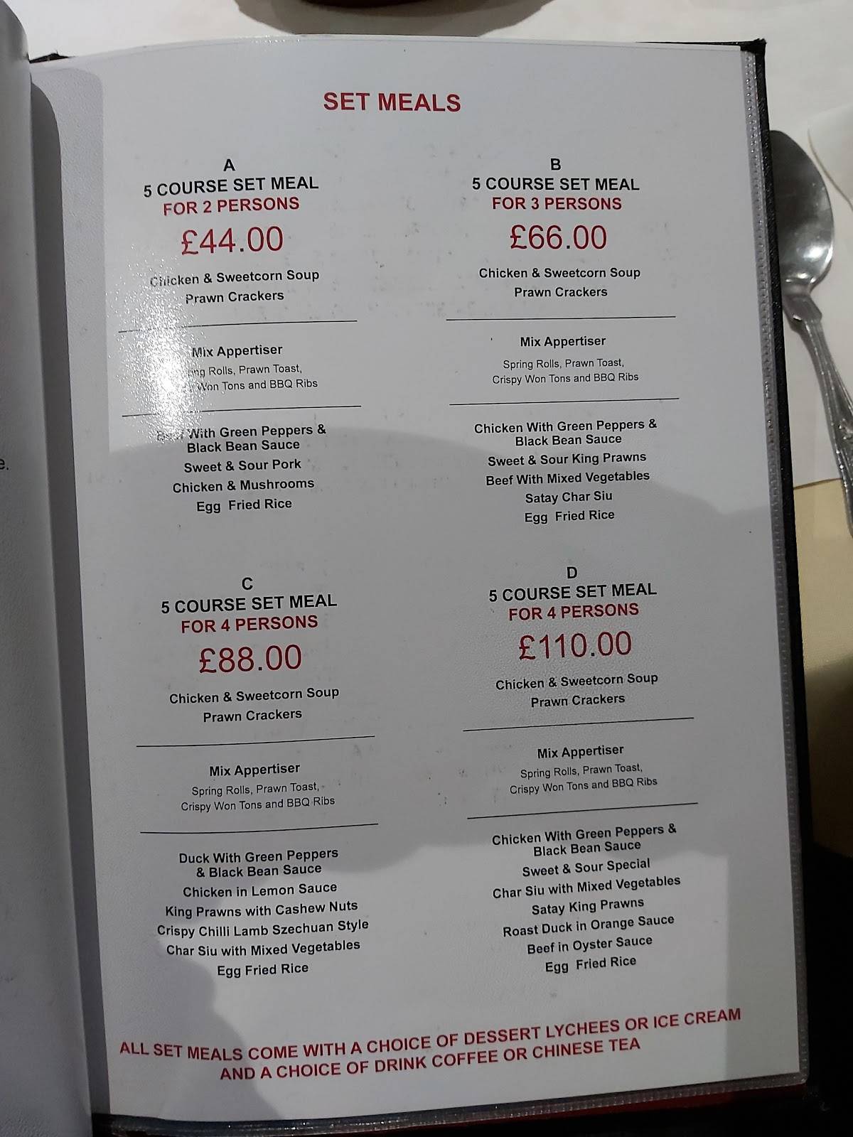 Menu at The New Great Wall restaurant, Brighouse