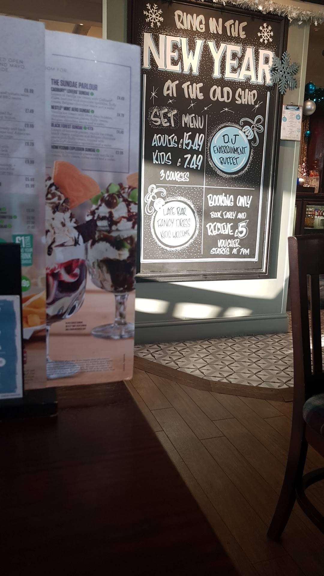 Menu at The Old Ship pub & bar, Lee-on-the-Solent
