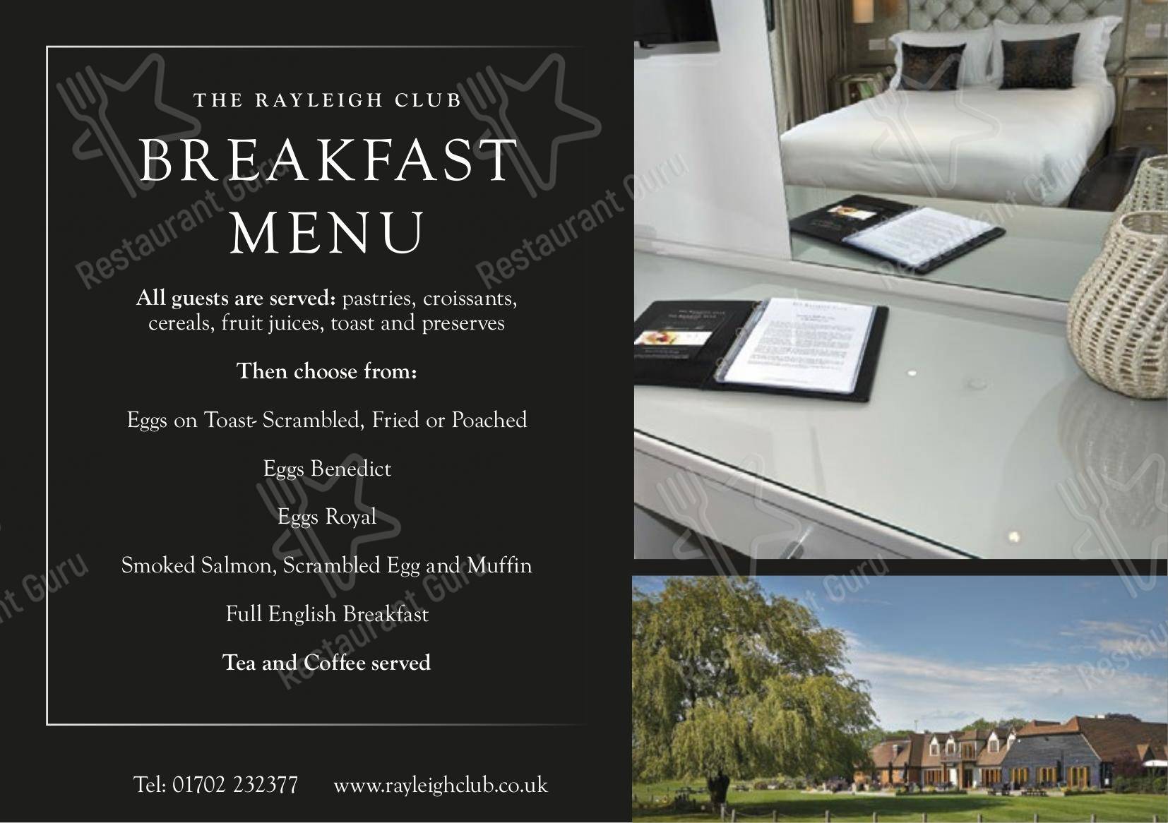 Menu at The Rayleigh Club and Golf Resort, Rayleigh