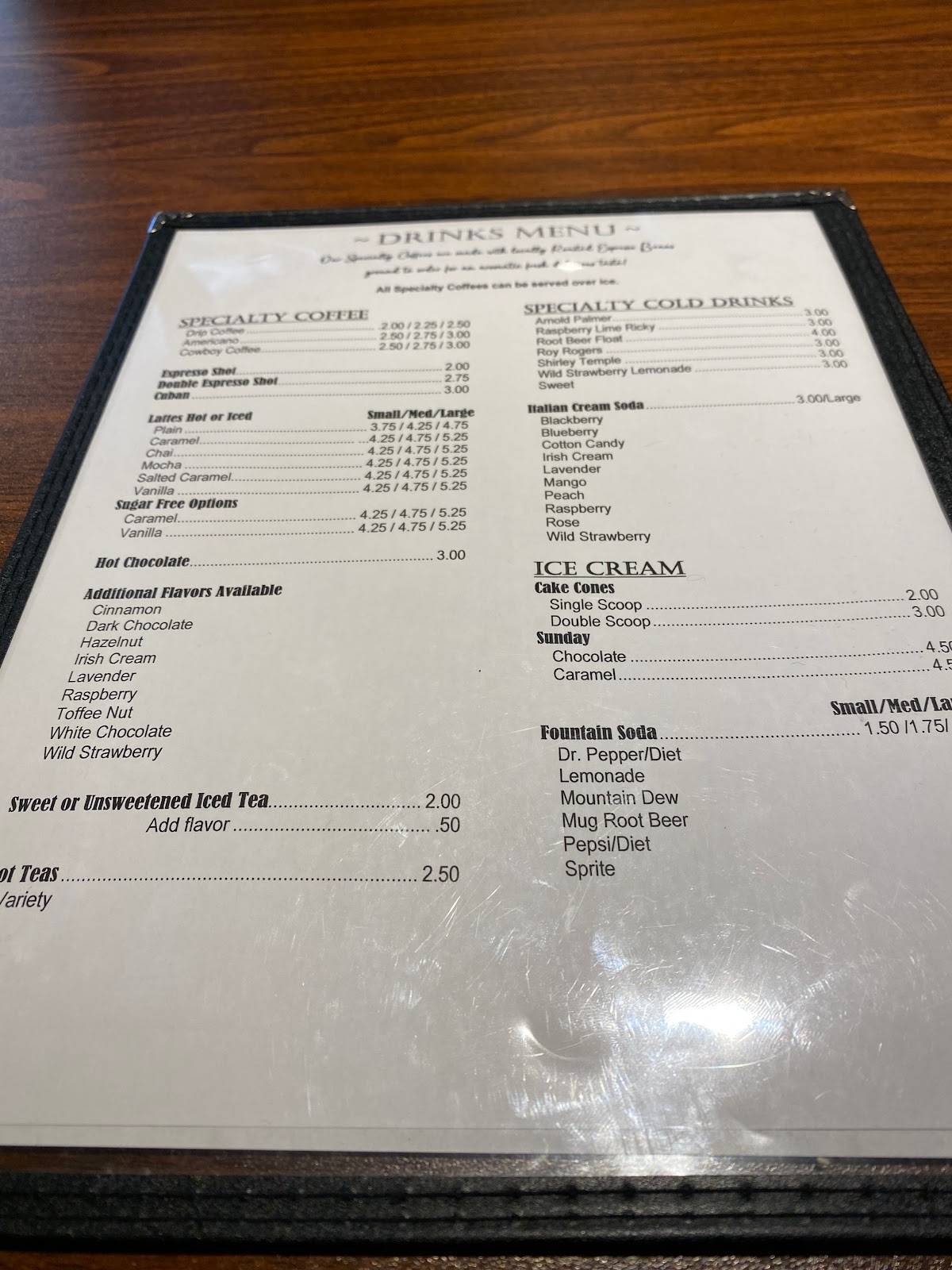 Menu at The Rusty Cup - Ozarks cafe, Mountain View