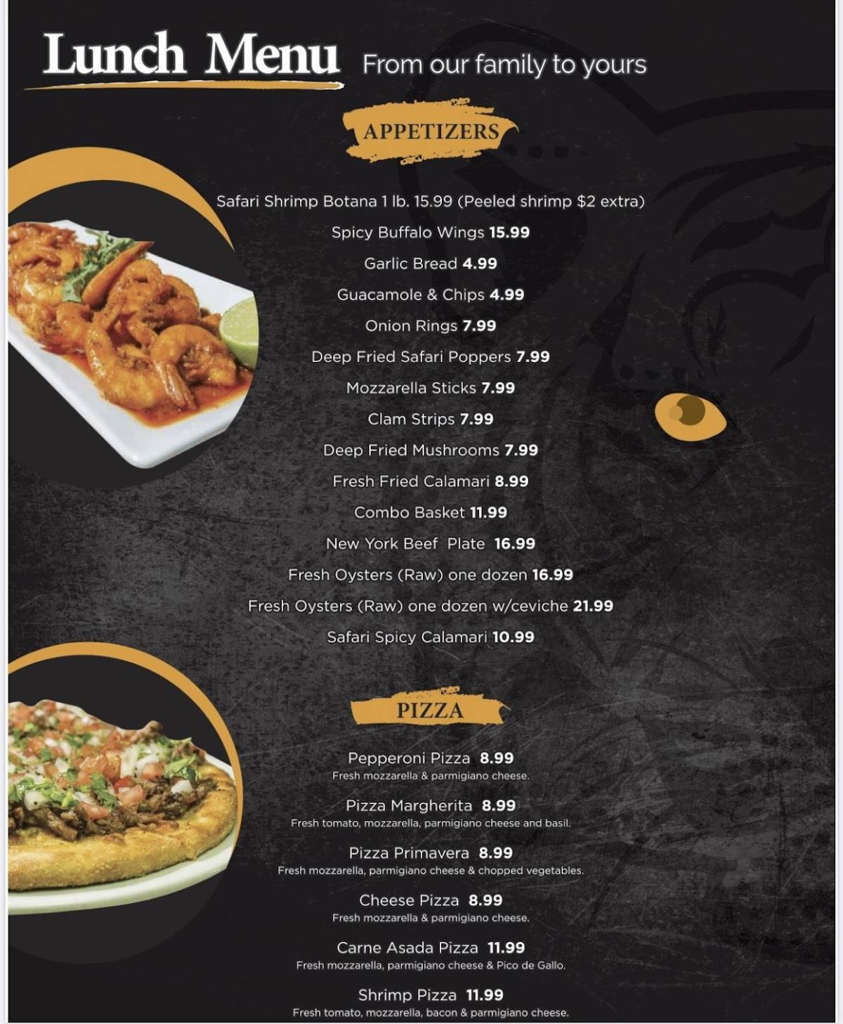 Menu at The Safari Restaurant, Dinuba
