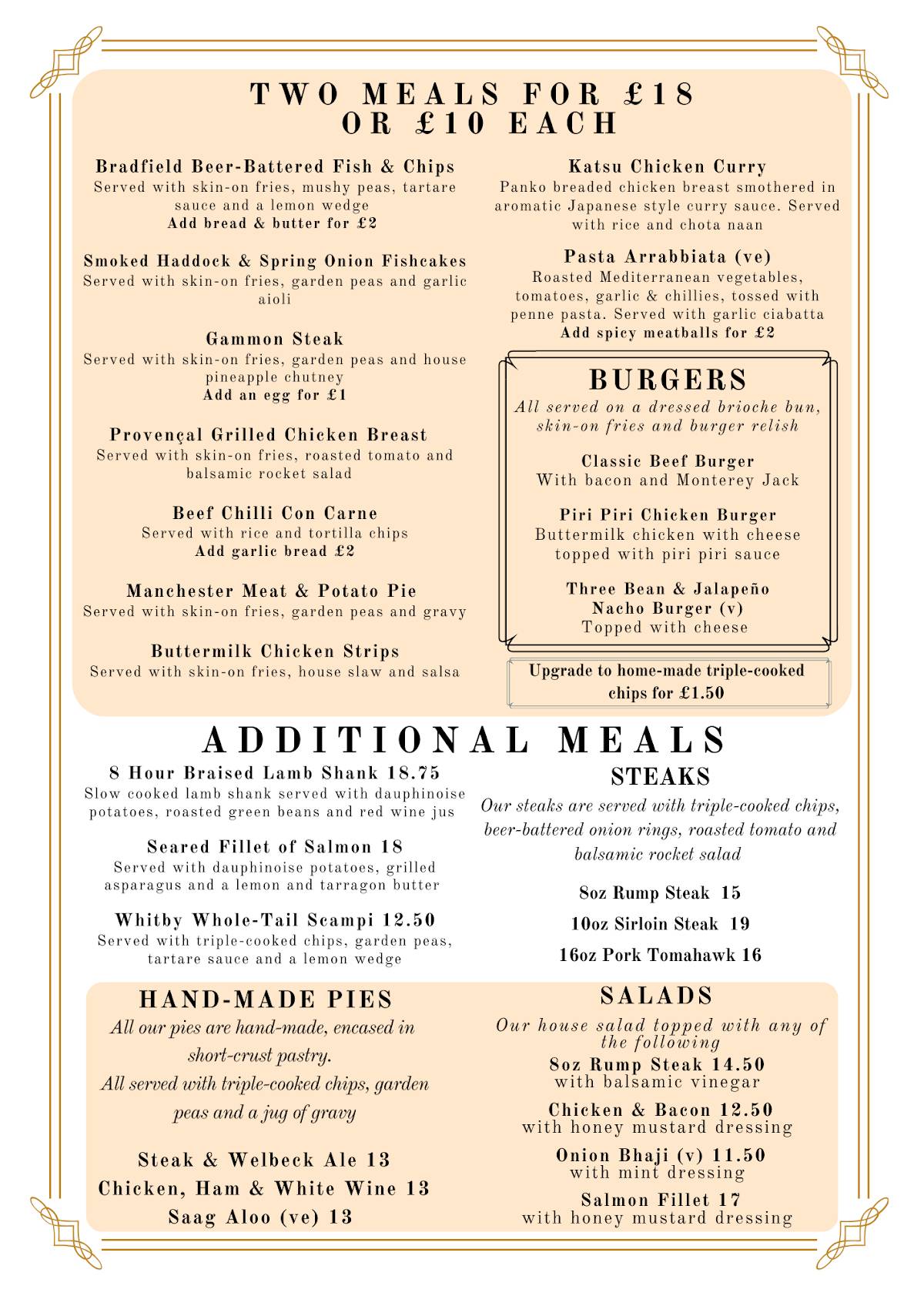 Menu at The Shoulder Of Mutton pub & bar, Sheffield, 19 Top Rd