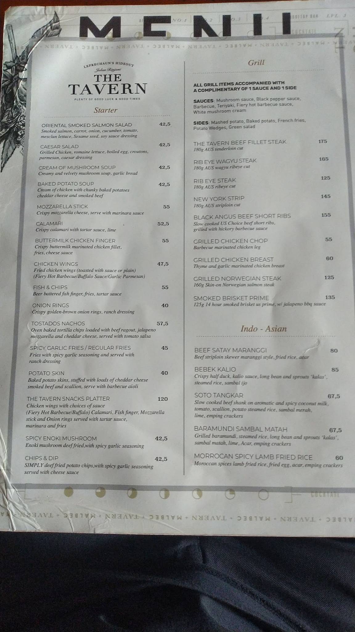 Menu at The Tavern pub & bar, Semarang, Jl. Rinjani No.1
