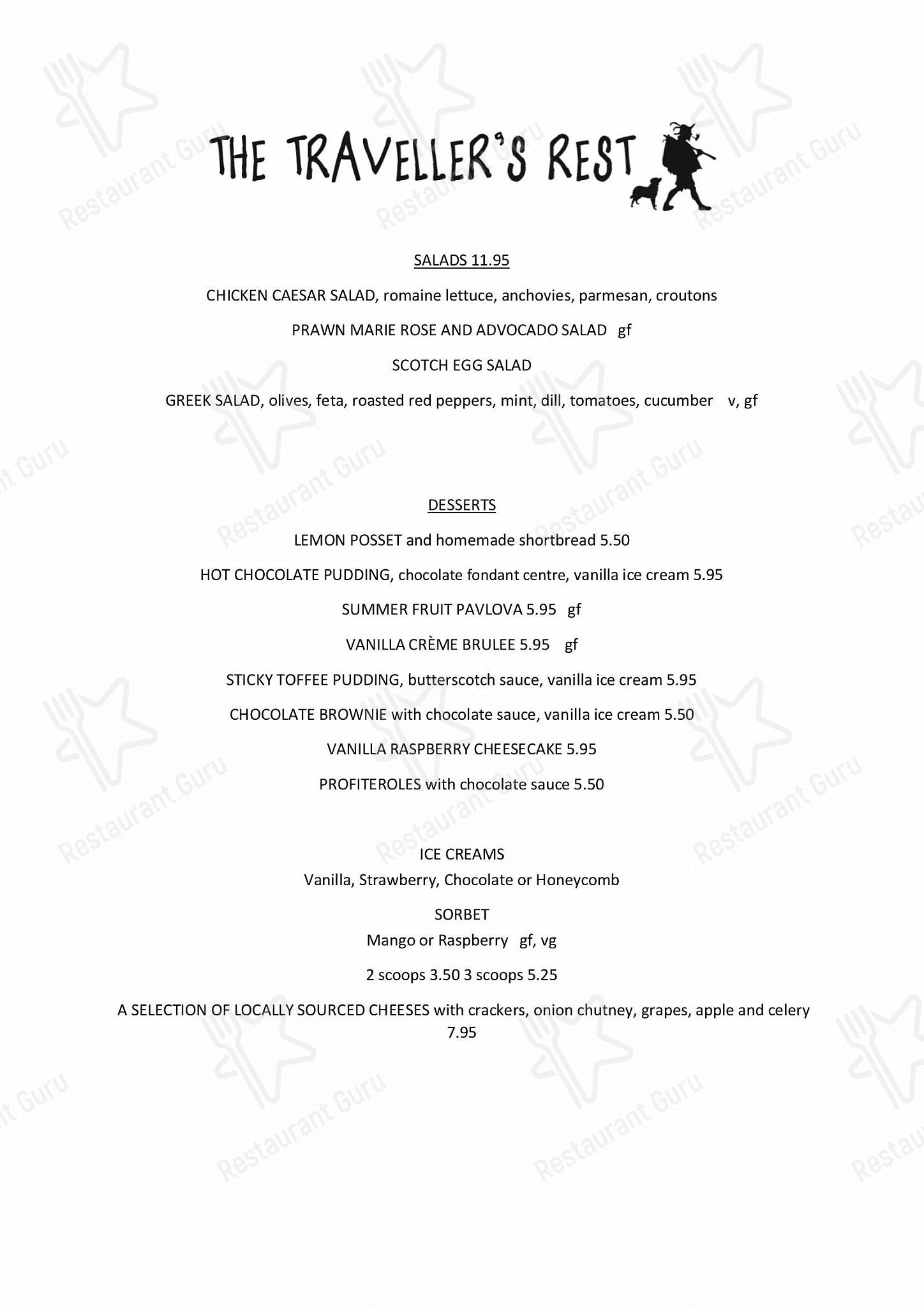Menu at The Travellers Rest pub & bar, Whitestone, Tedburn Rd