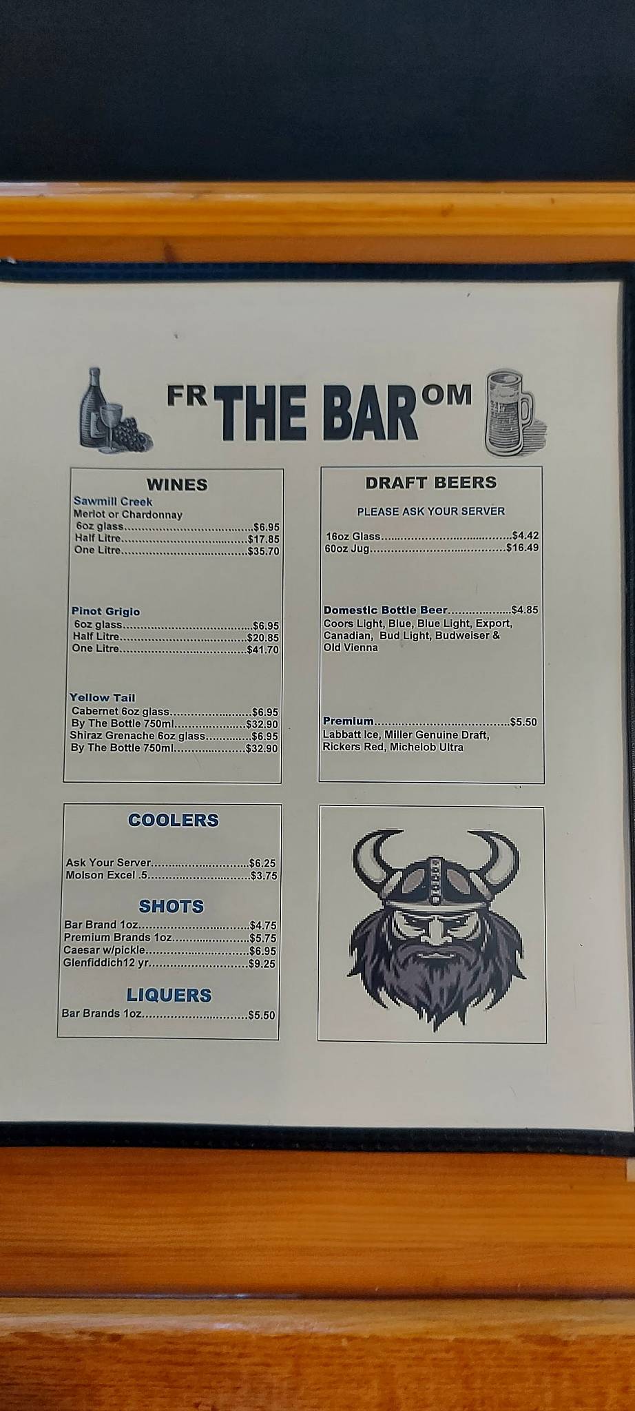 Menu at The Viking Restaurant, Wawa