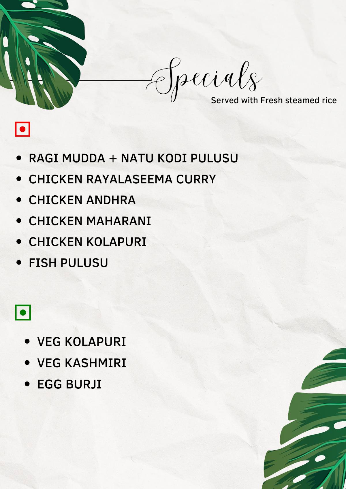 Menu at The Village House Cafe Madhapur, Hyderabad