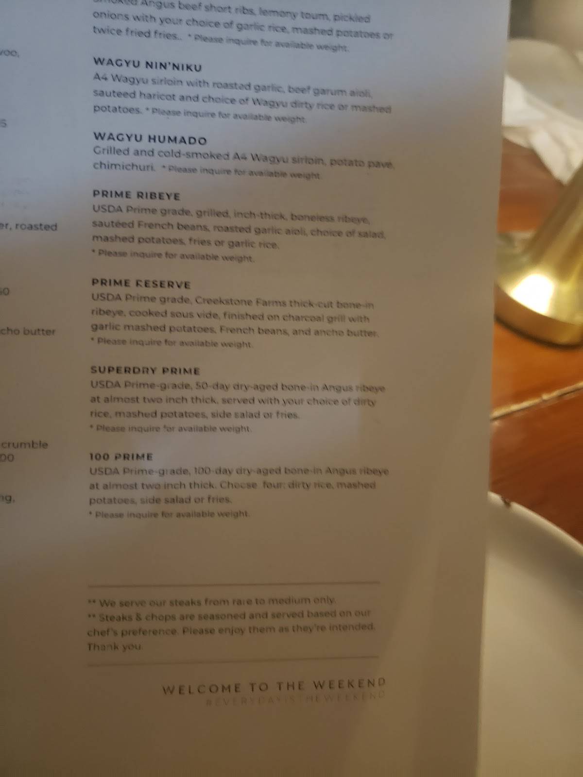 Menu at The Weekend pub & bar, Cebu City, 88th Ave