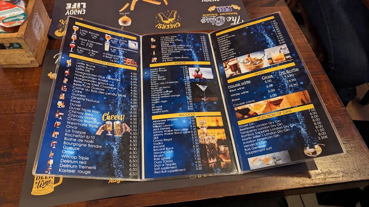 Menu at The blue, Brussels