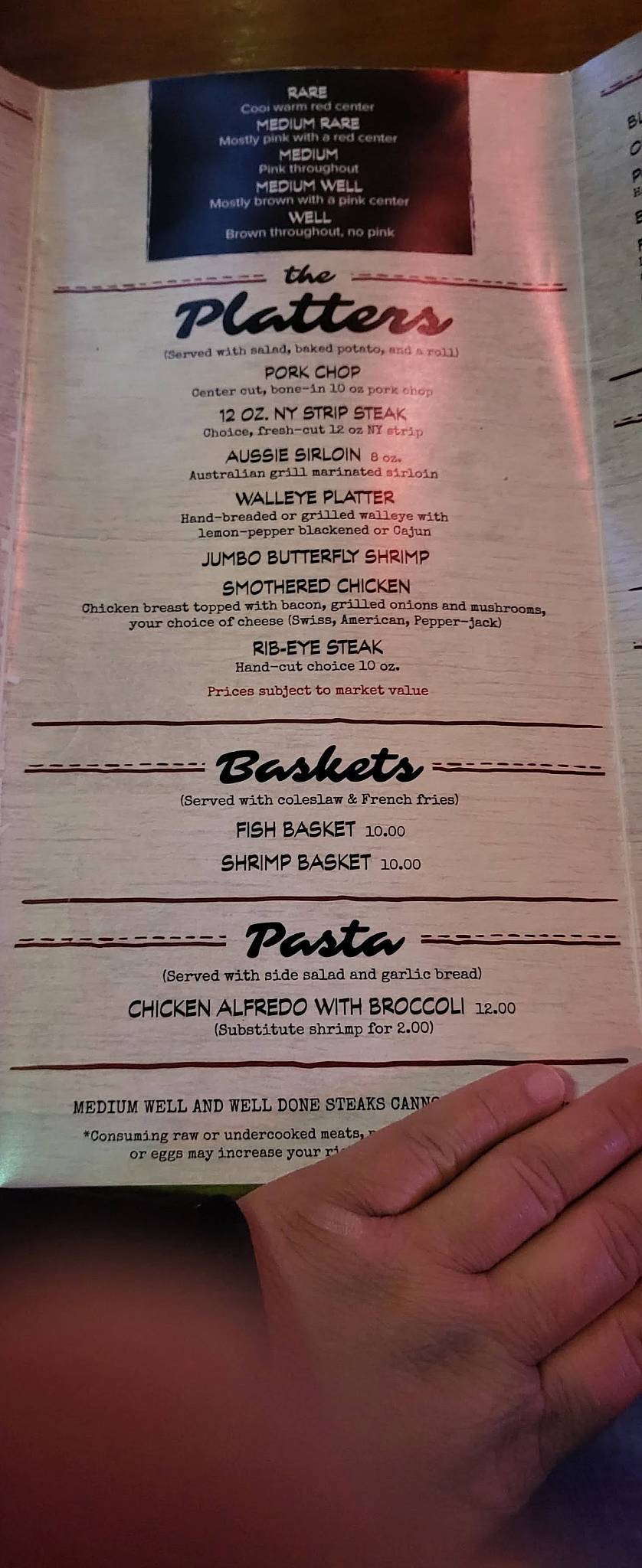 Menu at Thirty Six Saloon pub & bar, Rockville, 108 E Ohio St