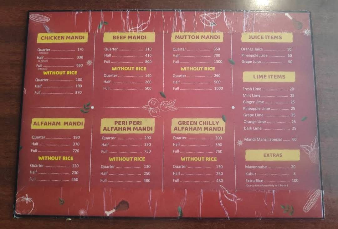 Menu at MANDI MANZIL, Thiruvananthapuram