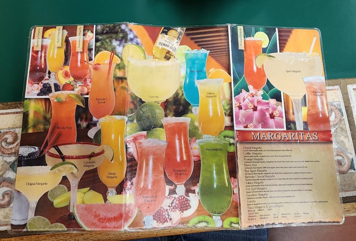 Menu at Three Margaritas restaurant, Sidney, Silverberg Dr a