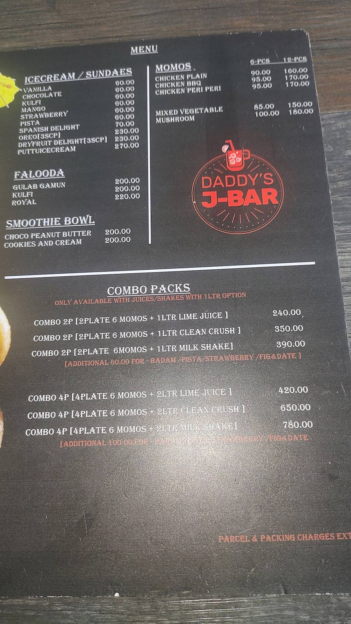 Menu at Foxhole Tcr, Thrissur