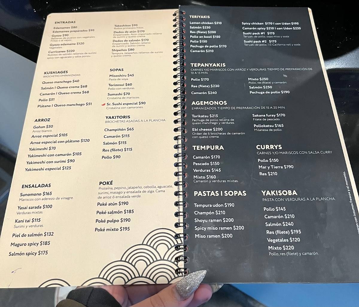 Menu at Señor Sushi restaurant, Tijuana