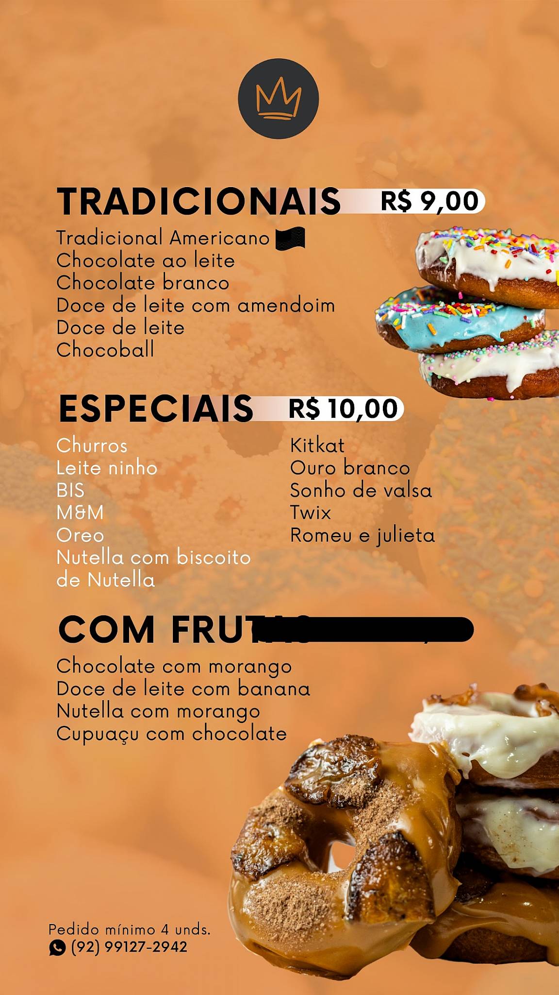 Carta de Tio Fahel Donus&Donuts - Orla92, Manaos