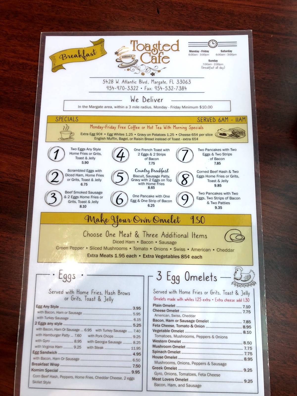Menu at Toasted Café cafe, Margate