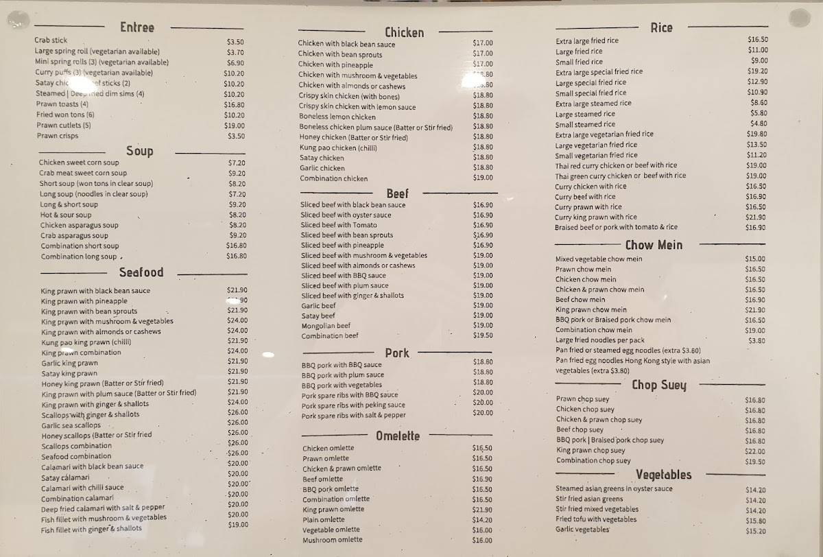 Menu at Top Wok Asian Kitchen fast food, Bracken Ridge