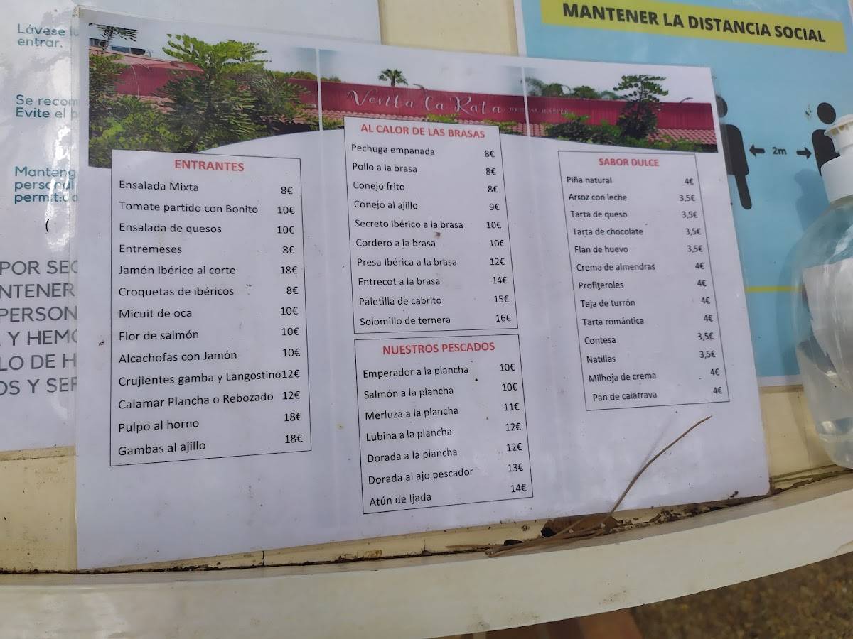 Carta de Restaurante Venta la Rata, Totana, Carretera de la Santa Aledo