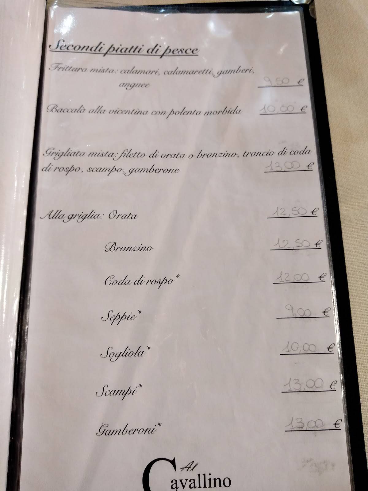 Menu da Trattoria al Cavallino Snc di Busolin Vito & C. ristorante ...