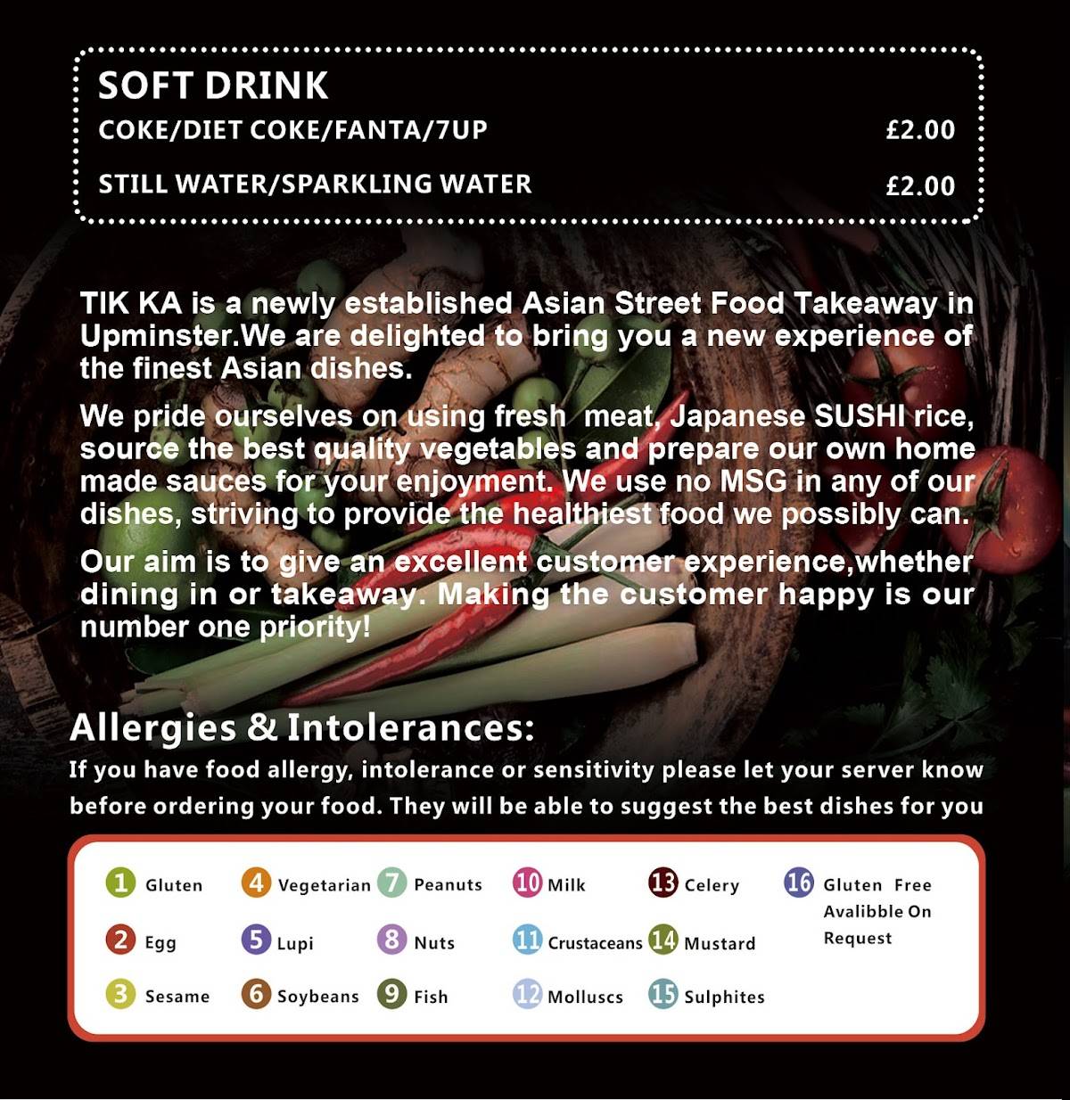 Menu at Tik Ka Upminster restaurant, Upminster