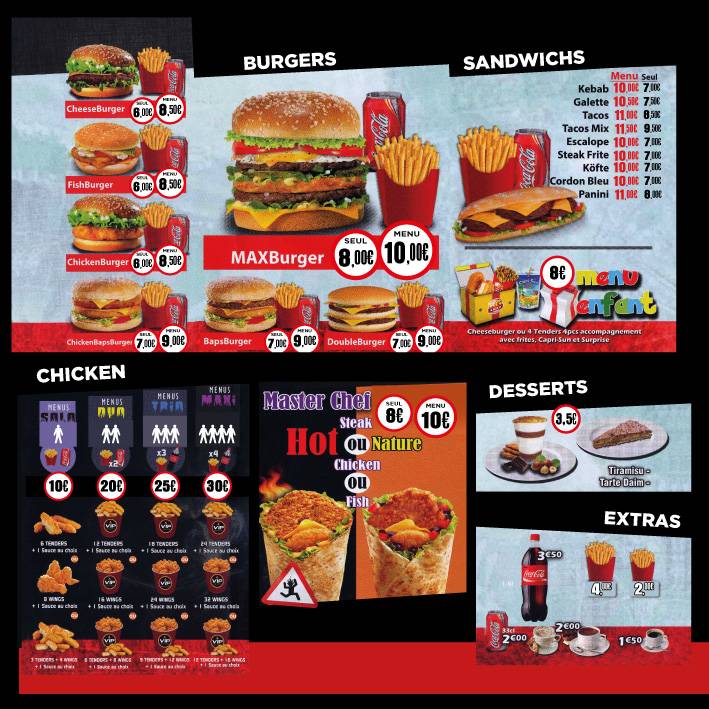 Menu at V.I.P FAST FOOD, Montréal-la-Cluse