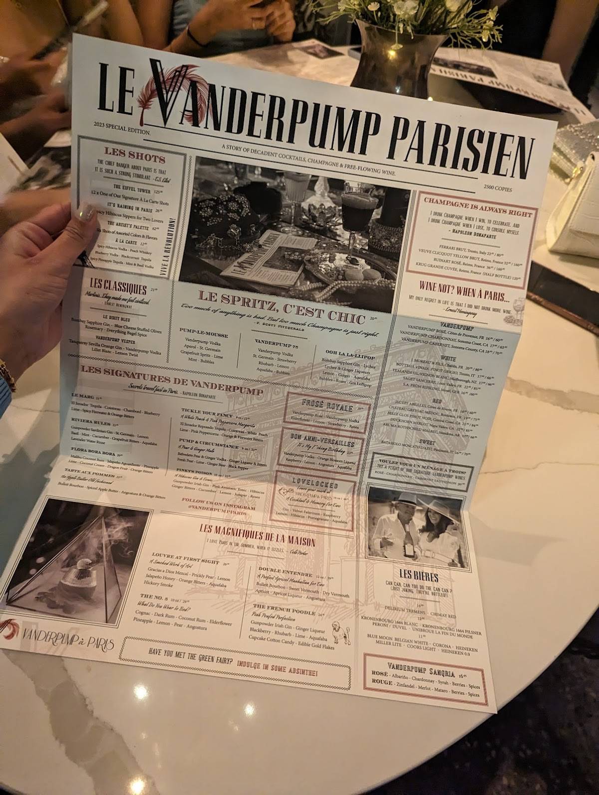 Menu at Vanderpump à Paris pub & bar, Las Vegas
