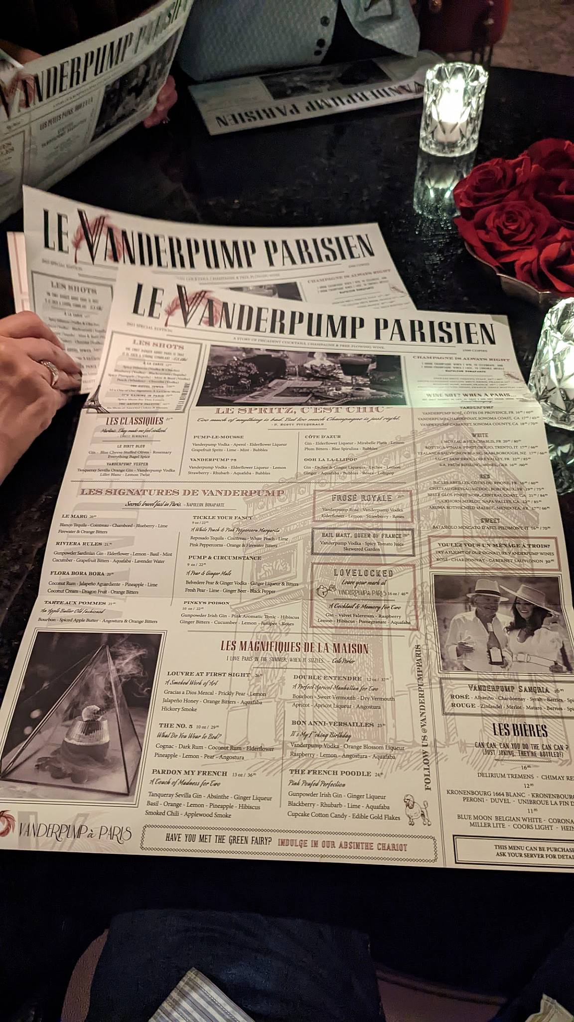 Menu at Vanderpump à Paris pub & bar, Las Vegas